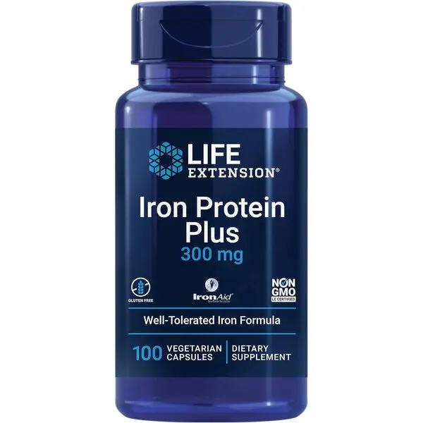 LIFE EXTENSION Iron Protein Plus 300mg 100 Capsules - One-color