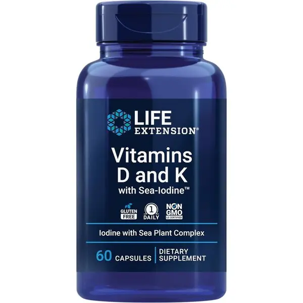 LIFE EXTENSION Vitamins D And K With Sea-iodine 60 Capsules - One-color