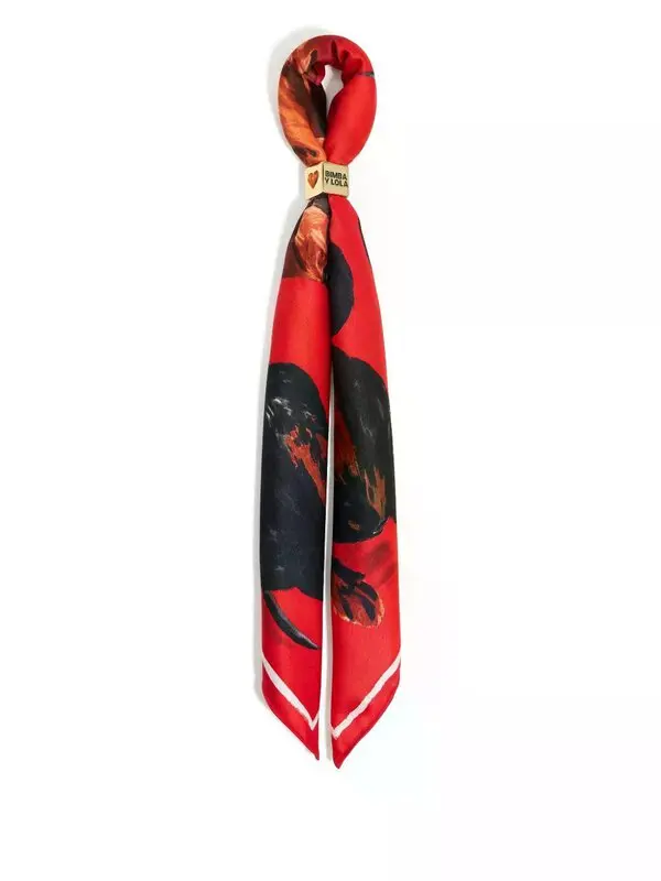 Bimba Y Lola Graphic-print Scarf Charm - Red