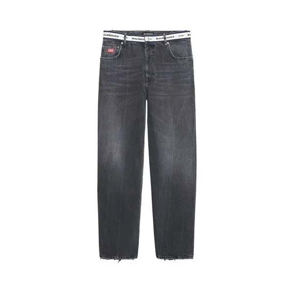 Balenciaga Logo Waistband Pants /white - Black