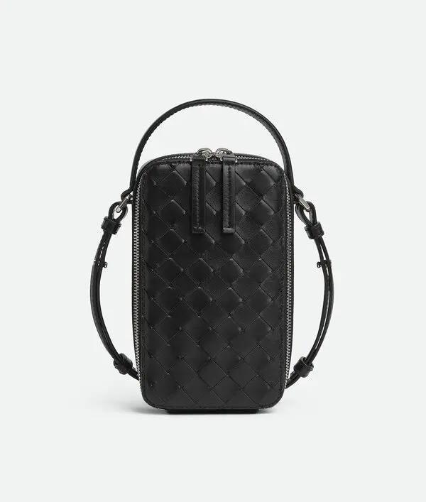 Bottega Veneta Leather Phone Pouch - Black