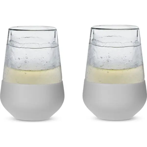 HOST Glass Freeze Wine Cooling Cup Set Of 2 - Gray