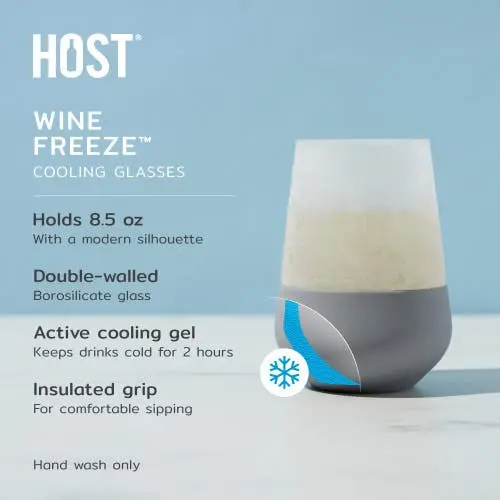 HOST Glass Freeze Wine Cooling Cup Set Of 2
