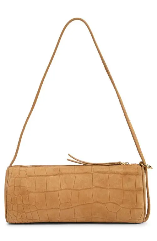 REFORMATION Simona Cylinder Shoulder Bag - Sienna Embossed Suede