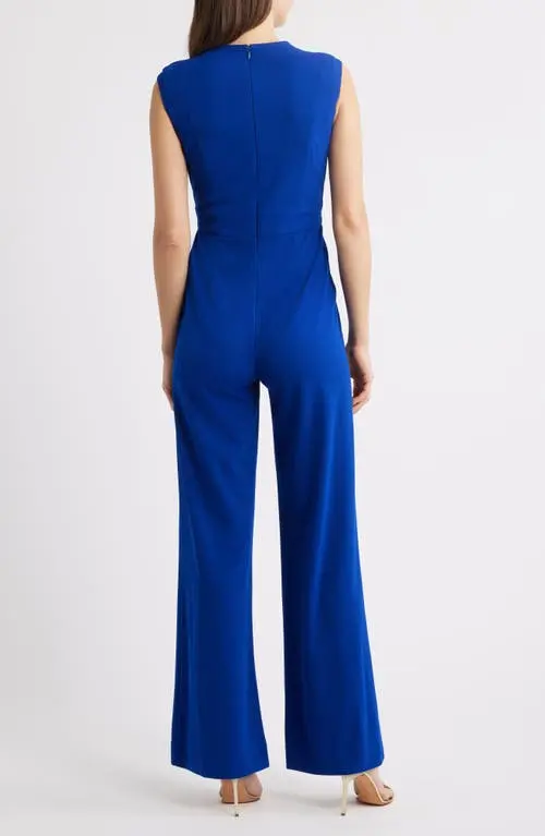 TAHARI ASL Notched Neck Sleeveless Jumpsuit