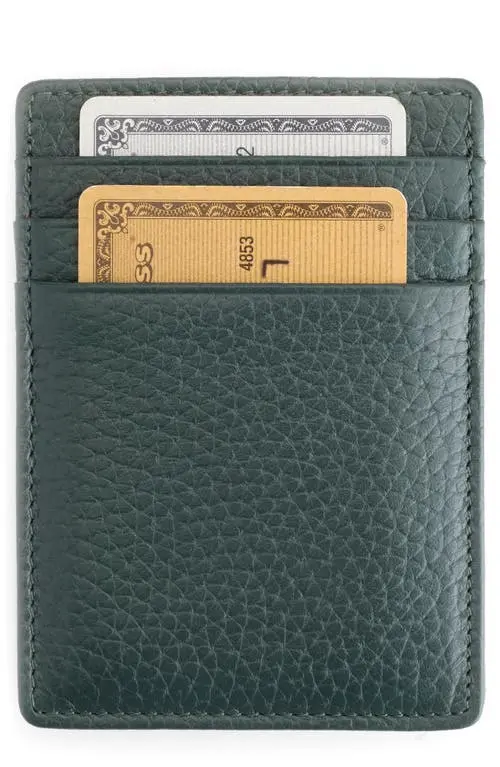 ROYCE NEW YORK Magnetic Leather Money Clip Card Case - Dark Green