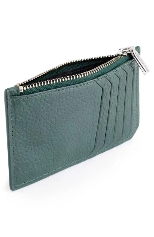 ROYCE NEW YORK Leather Zip Card Case - Dark Green
