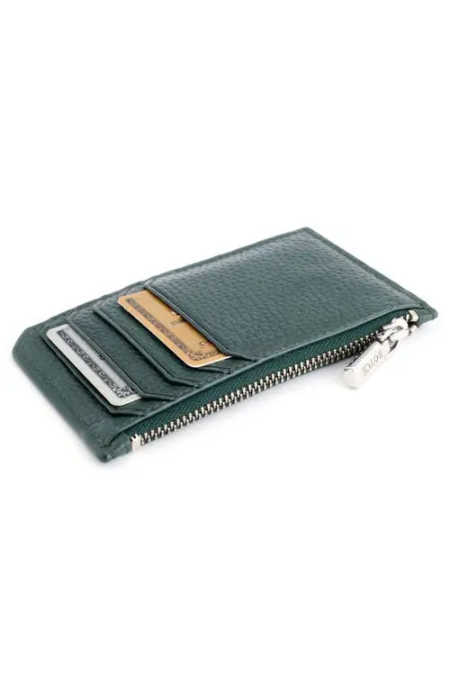 ROYCE NEW YORK Leather Zip Card Case - Dark Green