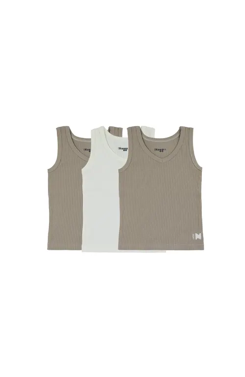 NOGGIWEAR Ribbed Tank Tops - Taupe / White