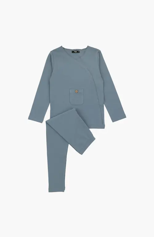 NOGGIWEAR Wrap With Pocket Loungewear Set - Blue