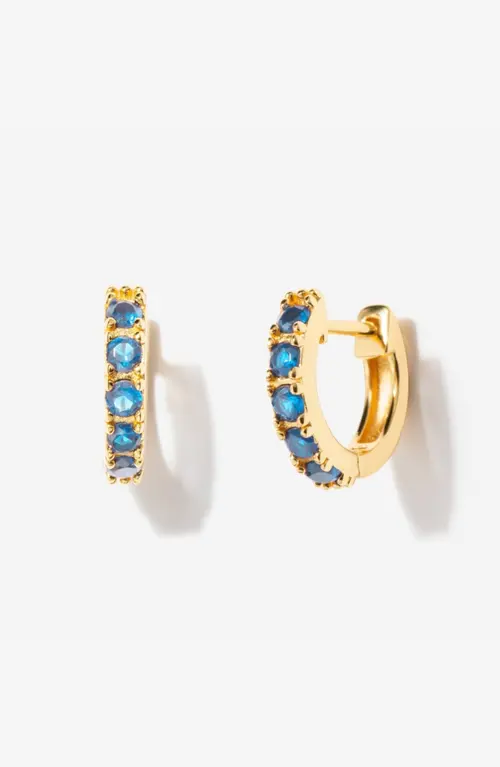 LITTLE SKY STONE 14k Gold Plated Huggie Earrings - Blue Topaz / December