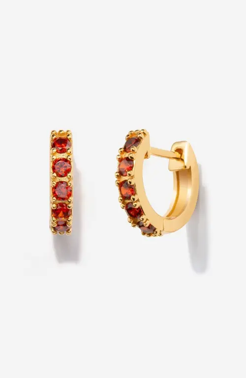 LITTLE SKY STONE 14k Gold Plated Huggie Earrings - Garnet / January