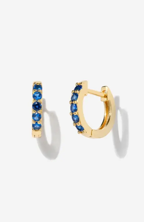 LITTLE SKY STONE 14k Gold Plated Huggie Earrings - Sapphire / September