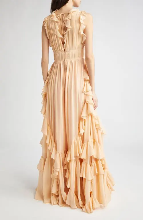 Ulla Johnson Florella Ruffle Silk Gown - Peony