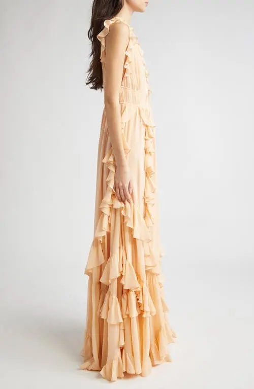 Ulla Johnson Florella Ruffle Silk Gown - Peony