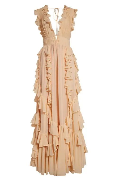 Ulla Johnson Florella Ruffle Silk Gown - Peony