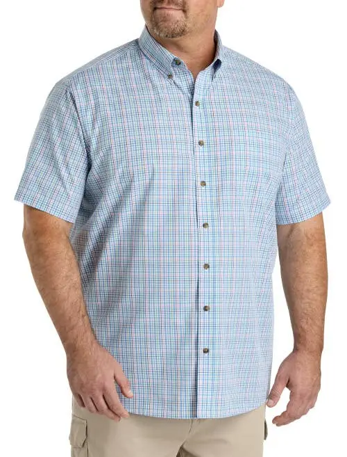 HARBOR BAY BY DXL Big & Tall Easy-care Multi Plaid Sport Shirt - Blue Multi