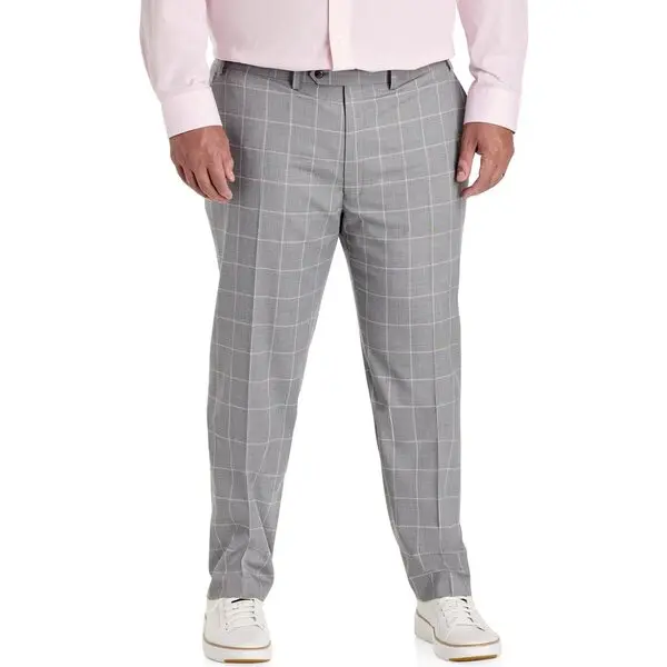 Michael Kors Big & Tall Windowpane Suit Pants - Grey
