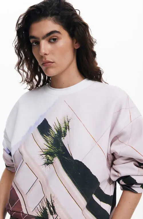 Desigual Abstract Print Crewneck Sweatshirt
