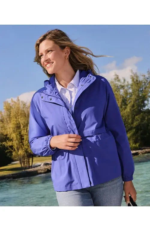 LANDS' END Squall Packable Rain Jacket - Blue Breeze