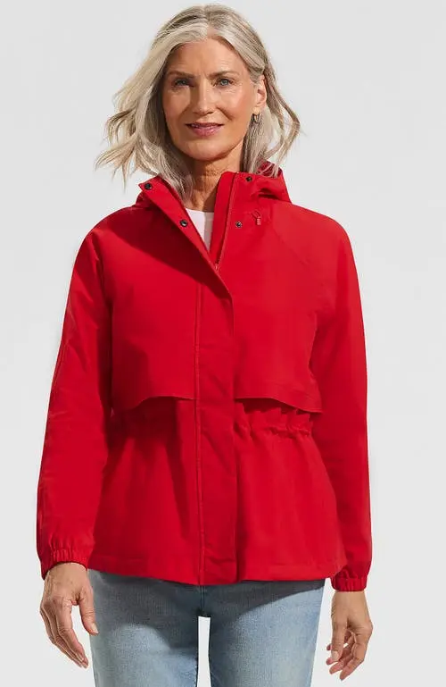 LANDS' END Squall Packable Rain Jacket - Compass Red