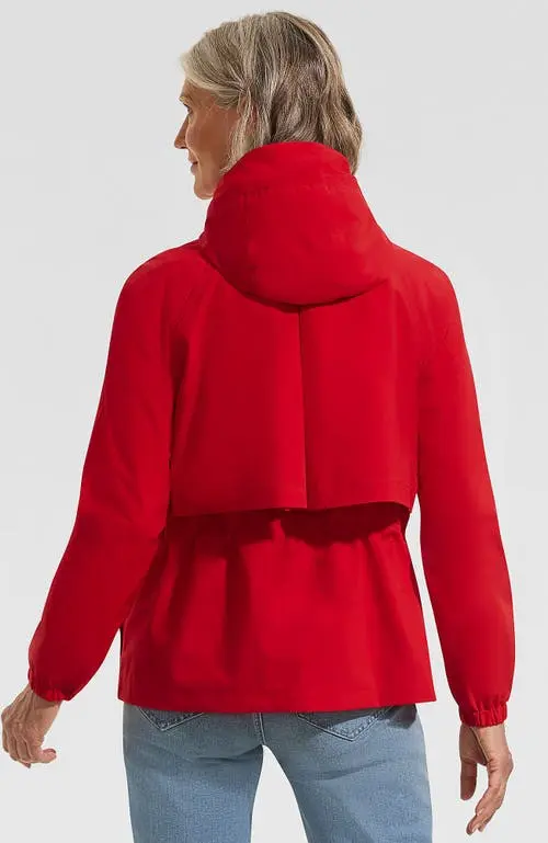 LANDS' END Squall Packable Rain Jacket - Compass Red