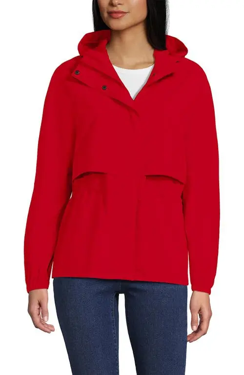 LANDS' END Squall Packable Rain Jacket - Compass Red
