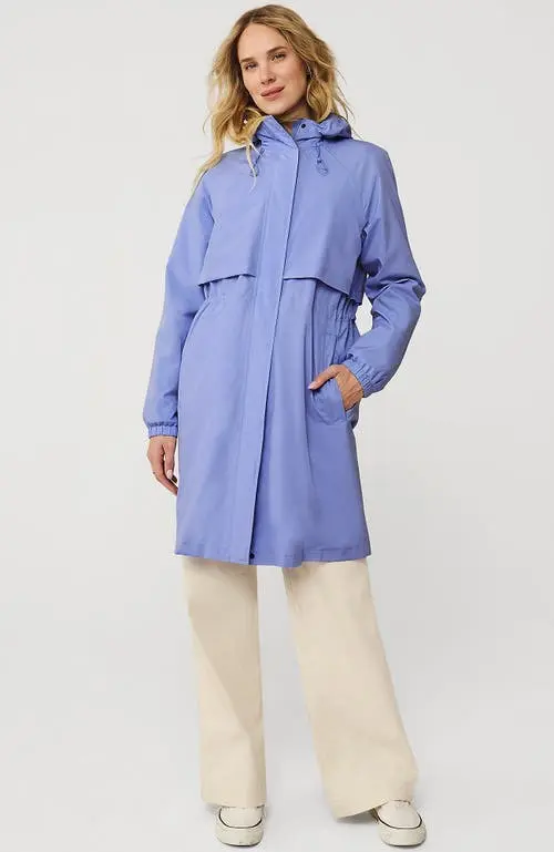 LANDS' END Squall Packable Long Raincoat - Light Periwinkle