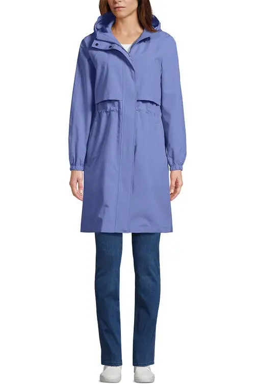 LANDS' END Squall Packable Long Raincoat - Light Periwinkle