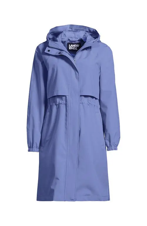 LANDS' END Squall Packable Long Raincoat - Light Periwinkle