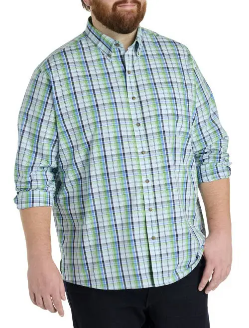 HARBOR BAY BY DXL Big & Tall Easy-care Large Plaid Sport Shirt - Blue Multi