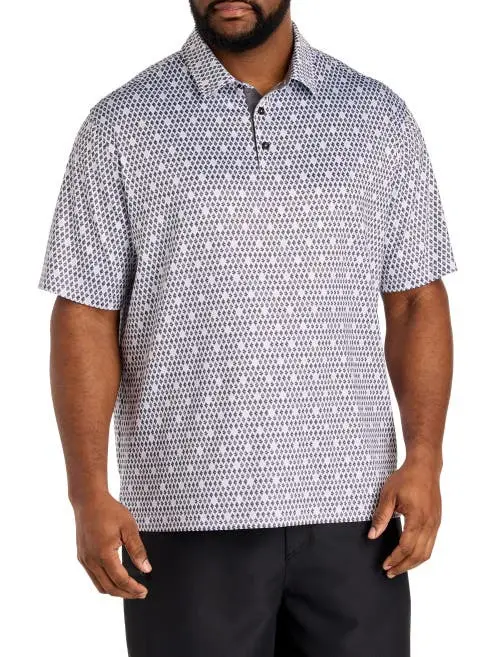 REEBOK Big & Tall Contrast Diamond Print Polo Shirt - Muted Mauve