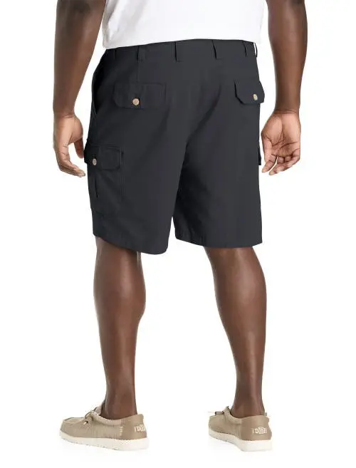 HARBOR BAY BY DXL Big & Tall Continuous Comfort Cotton Cargo Shorts By - Black