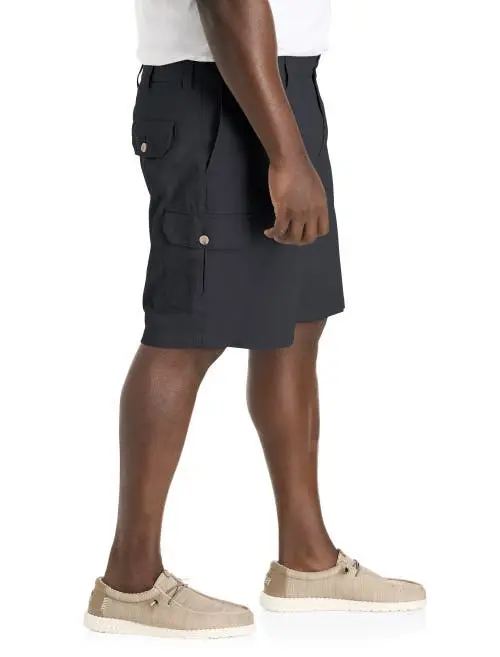 HARBOR BAY BY DXL Big & Tall Continuous Comfort Cotton Cargo Shorts By - Black