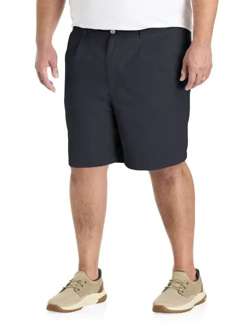 HARBOR BAY BY DXL Big & Tall Waist-relaxer Pleated Shorts - Black