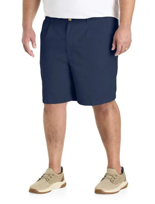 HARBOR BAY BY DXL Big & Tall Waist-relaxer Pleated Shorts - Navy