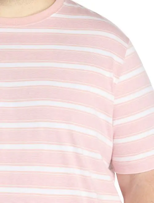 HARBOR BAY BY DXL Big & Tall Moisture-wicking Striped T-shirt - Silver Pink