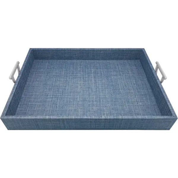 MARIPOSA Faux Grasscloth Tray - Blue
