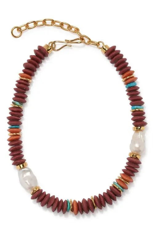 LIZZIE FORTUNATO Umi Disc Bead Necklace - Brown Multi