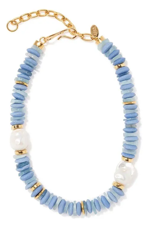 LIZZIE FORTUNATO Umi Disc Bead Necklace - Light Blue
