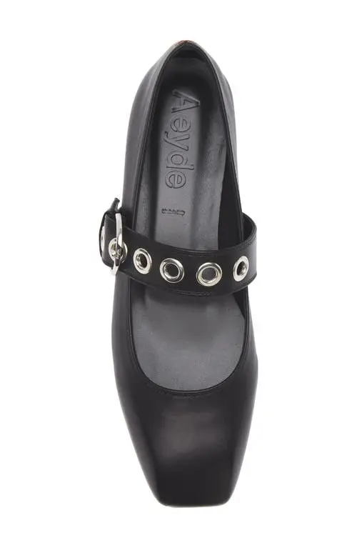 AeydĒ Uma Eyelet Mary Jane Flat - Black
