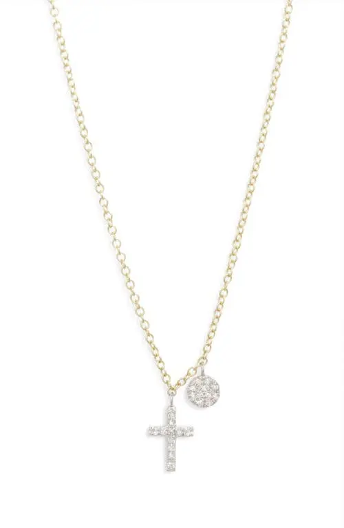 Meira T Pavé Diamond Cross Pendant Necklace - Yellow Gold