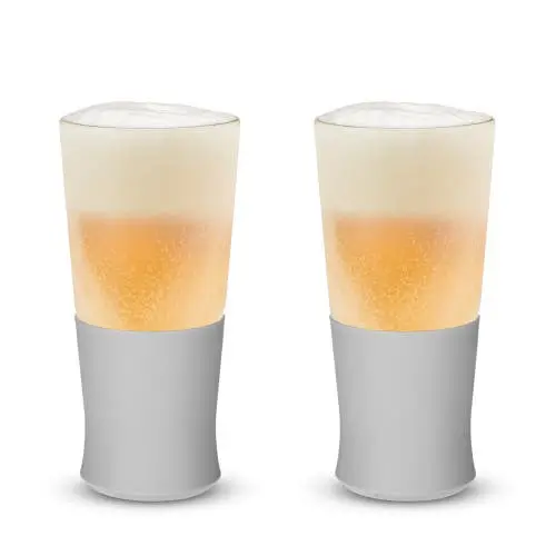 HOST Glass Freeze Beer Cooling Cup Set Of 2 - Gray