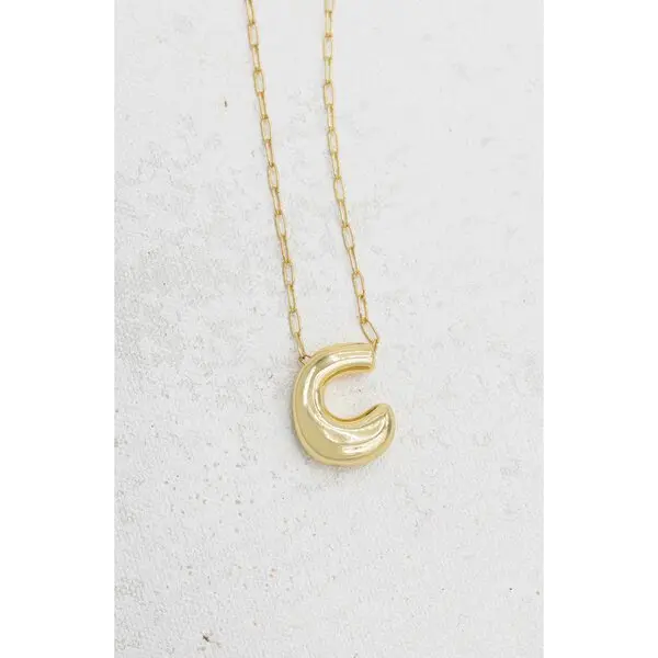 EMERSON & OLIVER Gold Plated Paperclip Chain Necklace With Letter Charm - Gold - C
