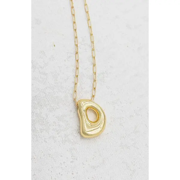EMERSON & OLIVER Gold Plated Paperclip Chain Necklace With Letter Charm - Gold - D