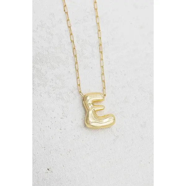 EMERSON & OLIVER Gold Plated Paperclip Chain Necklace With Letter Charm - Gold - E