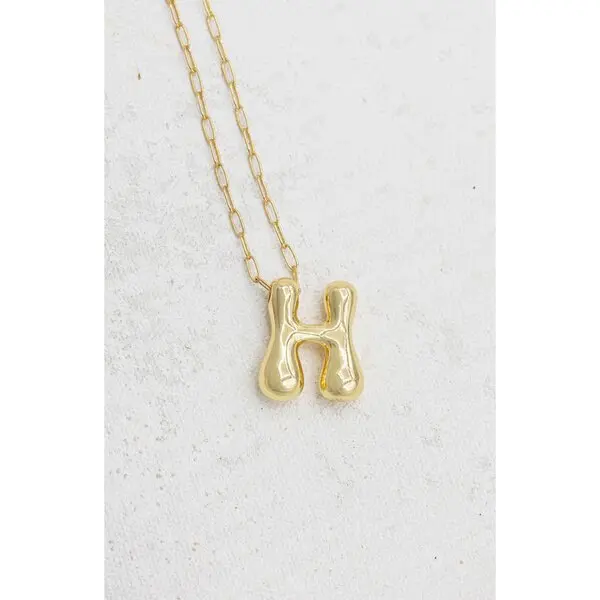EMERSON & OLIVER Gold Plated Paperclip Chain Necklace With Letter Charm - Gold - H