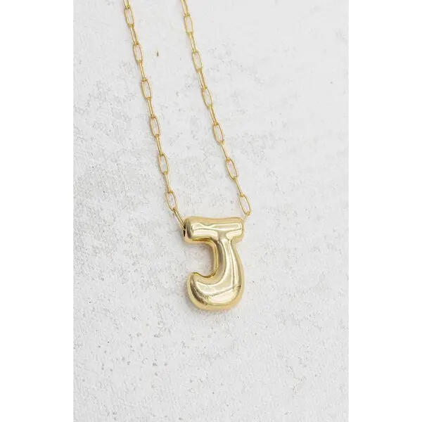 EMERSON & OLIVER Gold Plated Paperclip Chain Necklace With Letter Charm - Gold - J