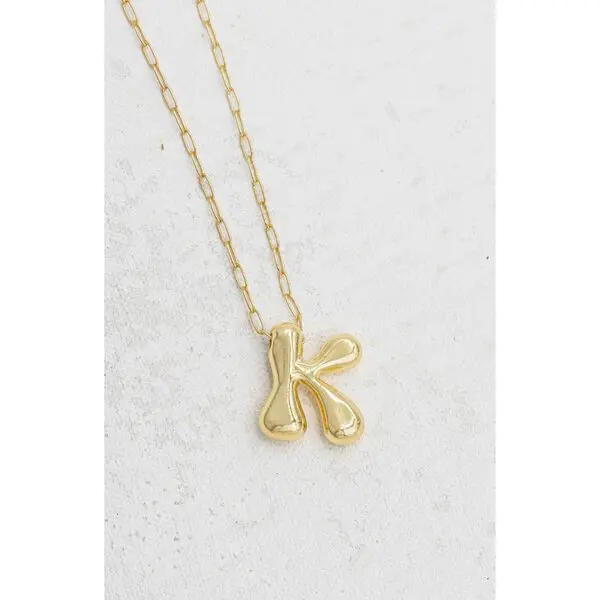 EMERSON & OLIVER Gold Plated Paperclip Chain Necklace With Letter Charm - Gold - K