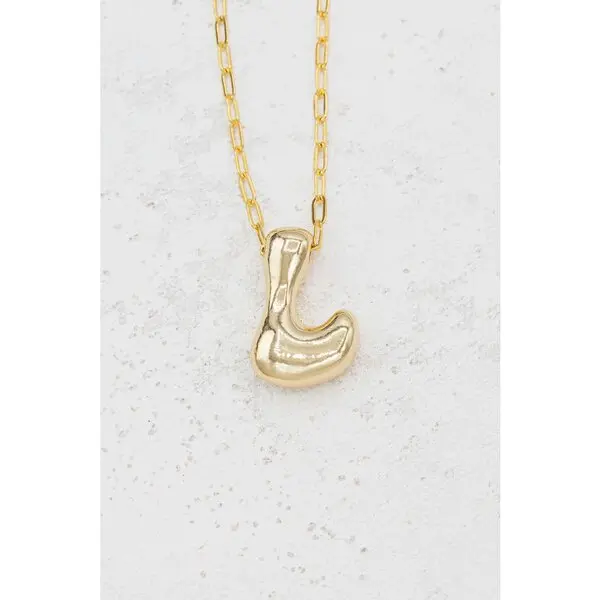 EMERSON & OLIVER Gold Plated Paperclip Chain Necklace With Letter Charm - Gold - L